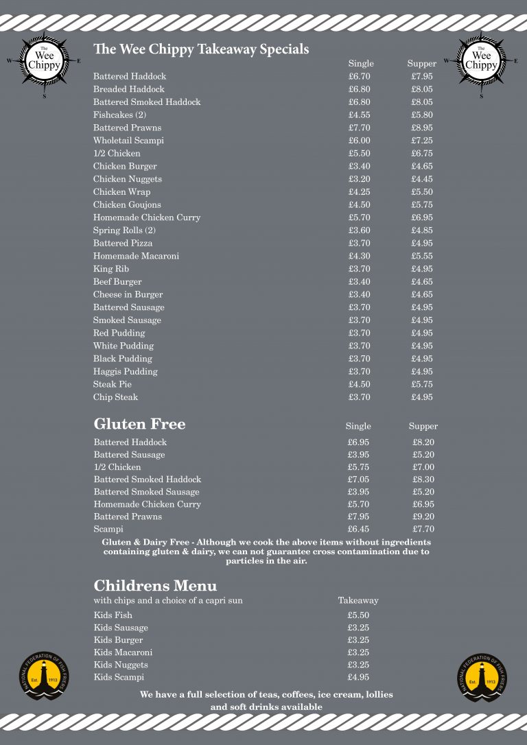 Menu | The Wee Chippy