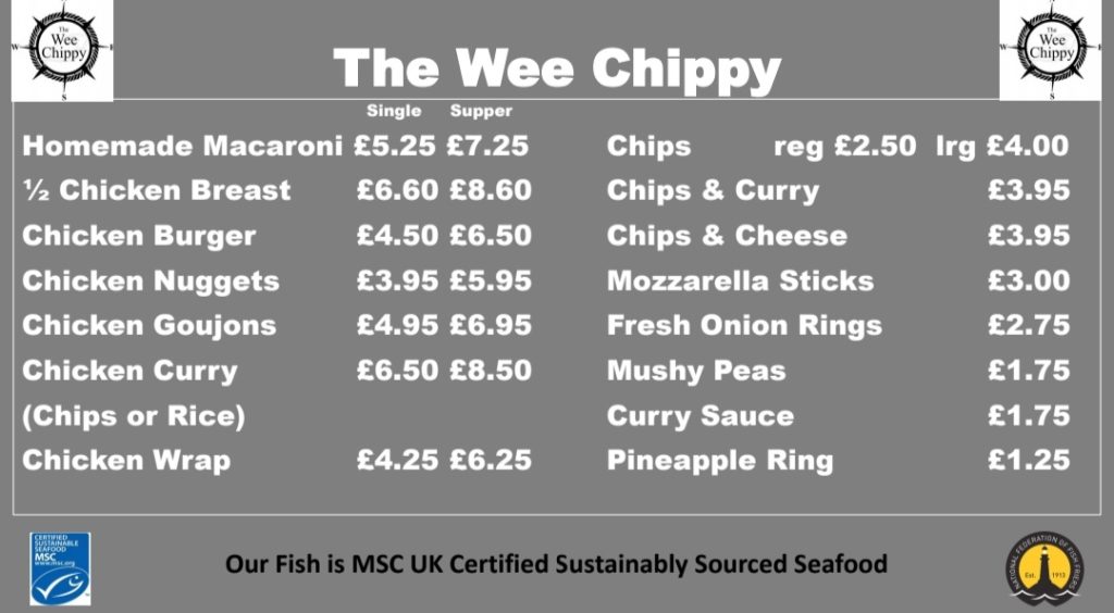 Menu | The Wee Chippy
